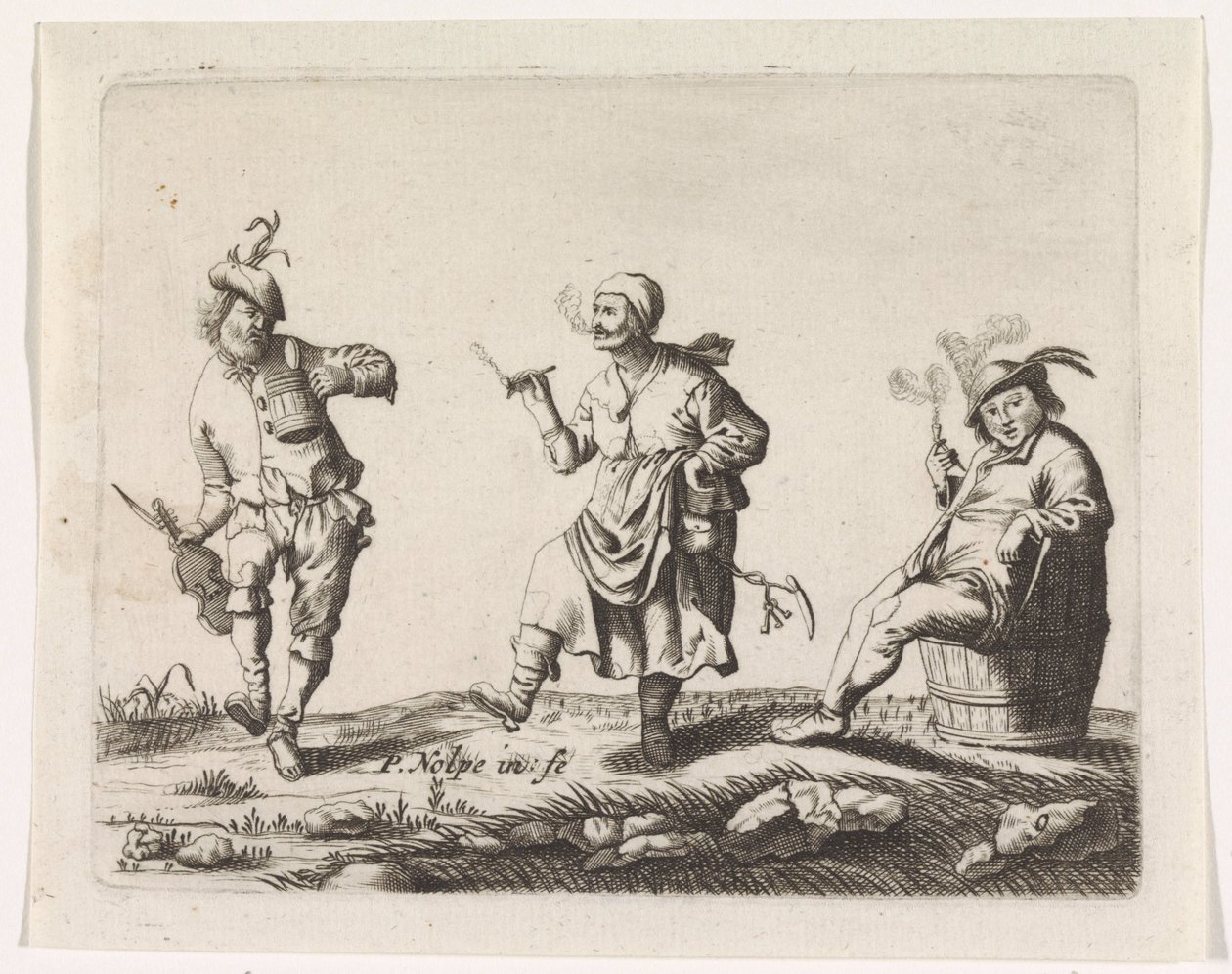 Dancing Farmer and Farmer's Wife and a Man on a Barrel