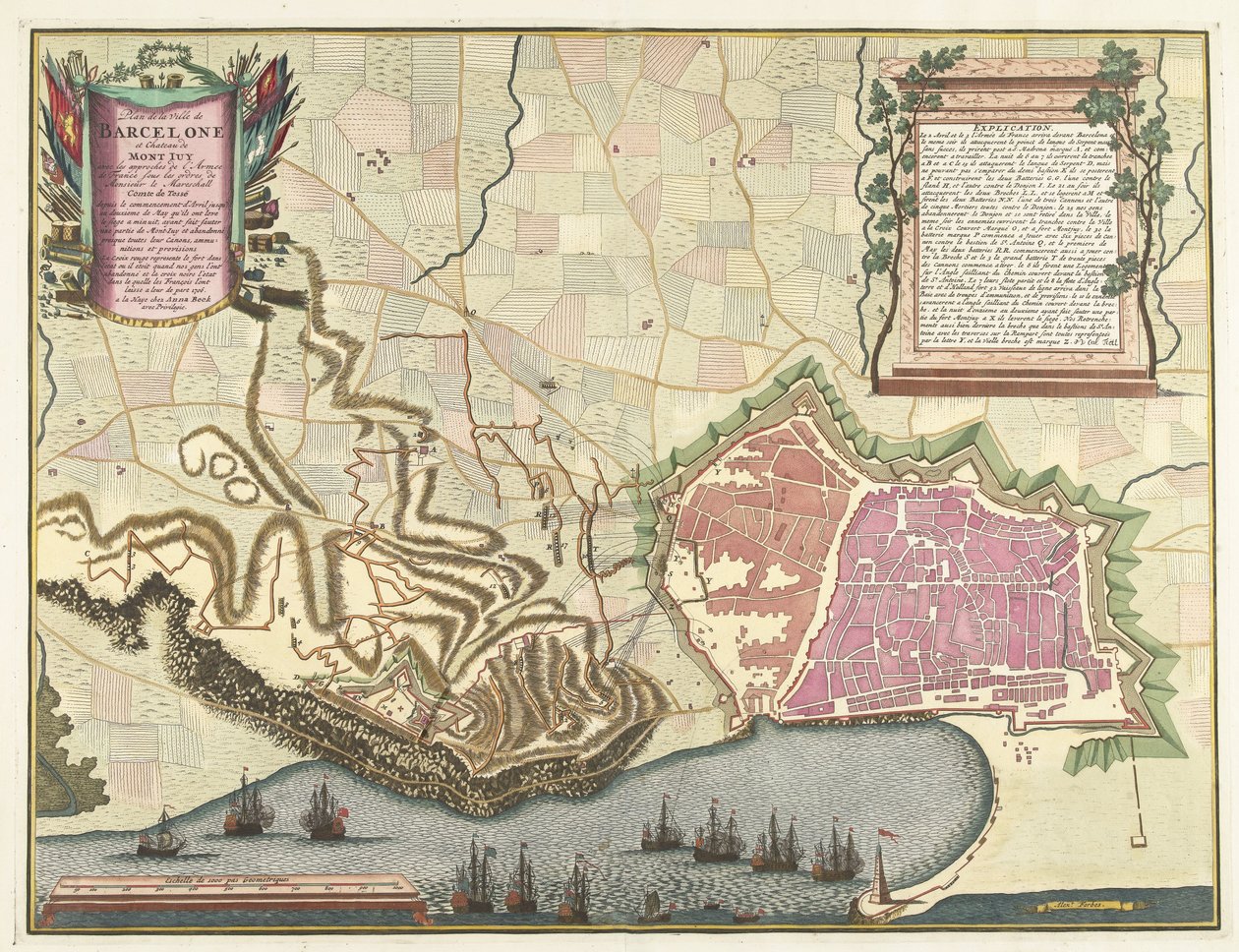 Map of the Siege of Barcelona, 1706 by Pieter van Call (II)