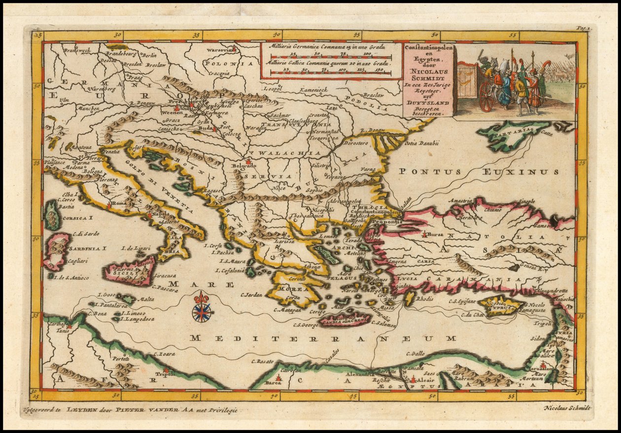 1700 Map of the Eastern Mediterranean by Pieter Van der Aa