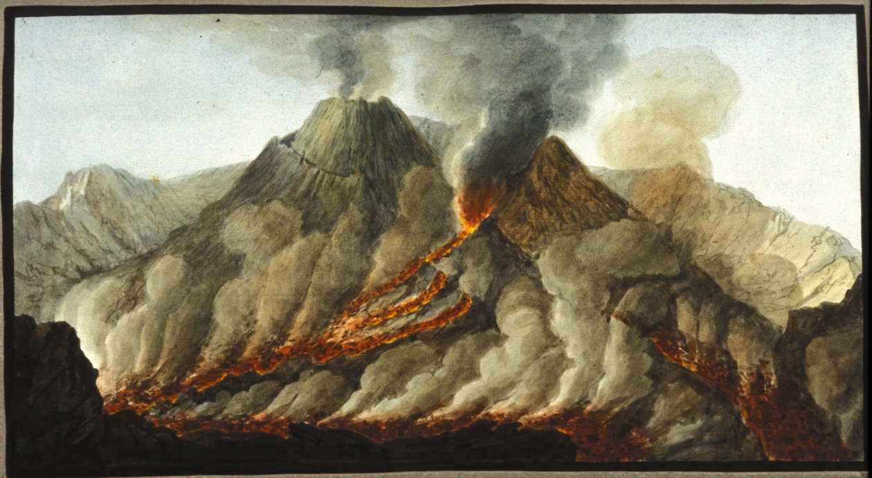 The erupting Vesuvius (gouache by Pierre Fabris at the request of Sir ...