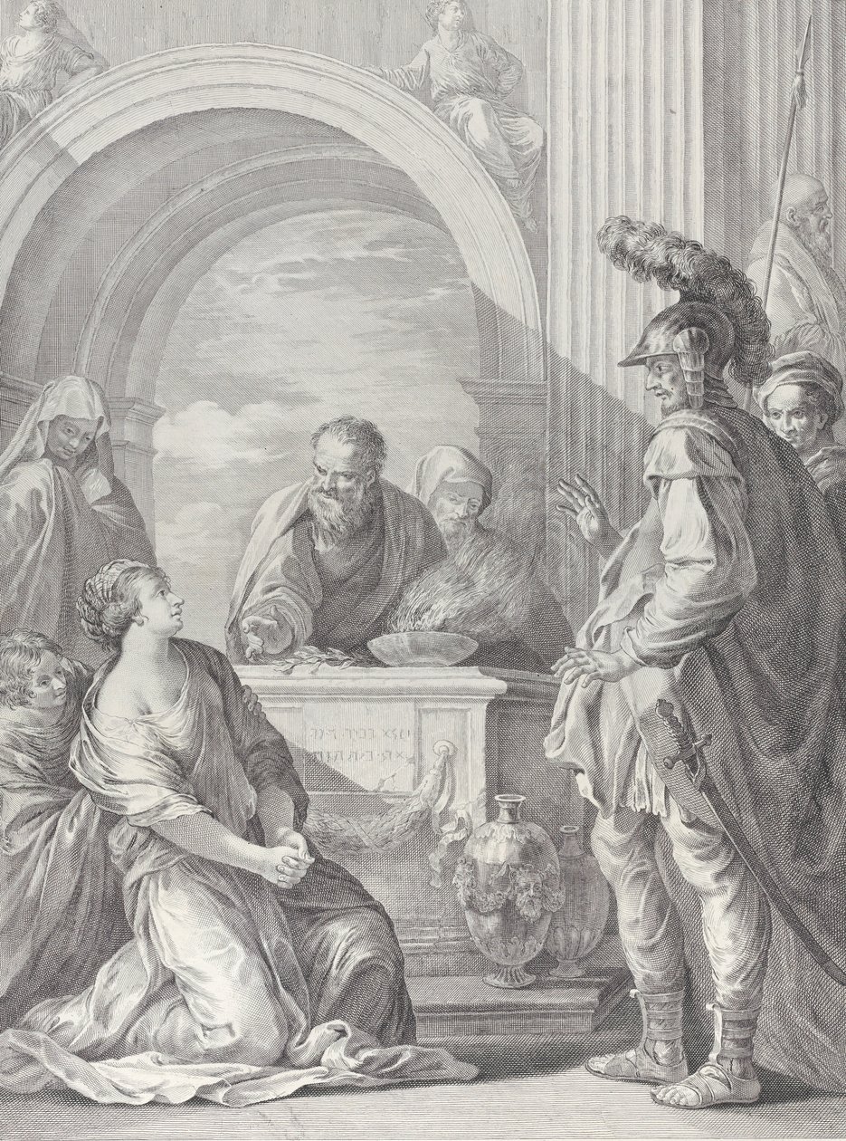 Jephthah's Daughter Kneeling by the Sacrificial Altar, with Her Father ...
