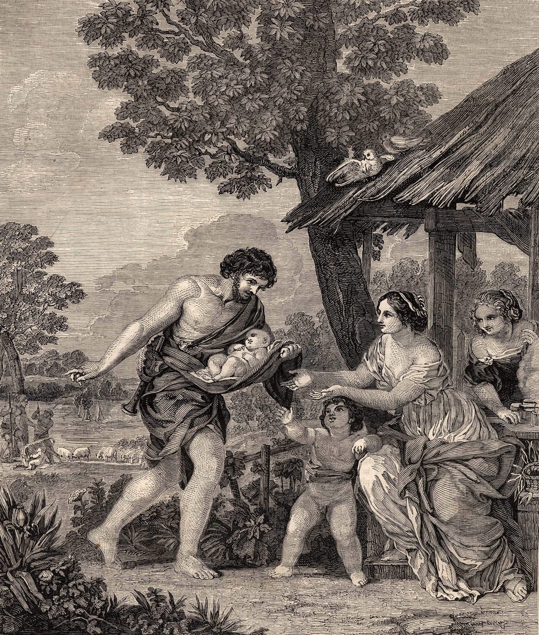 Romulus and Remus (engraving after the painting by Pietro da Cortona, 1860)