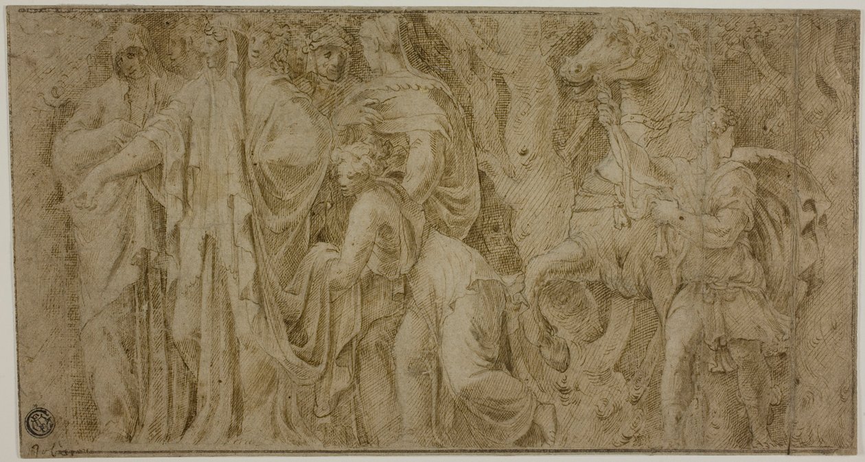 Story of Niobe: Niobe Receiving Gifts from Worshippers; Youth with Horse