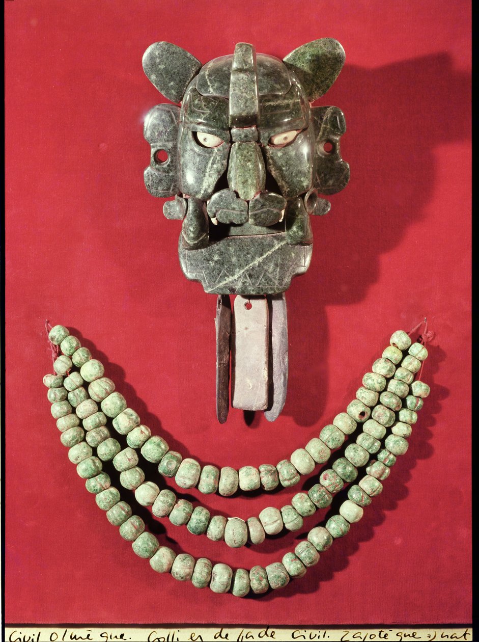 Zapotec pectoral in the form of a mask representing the bat god ...