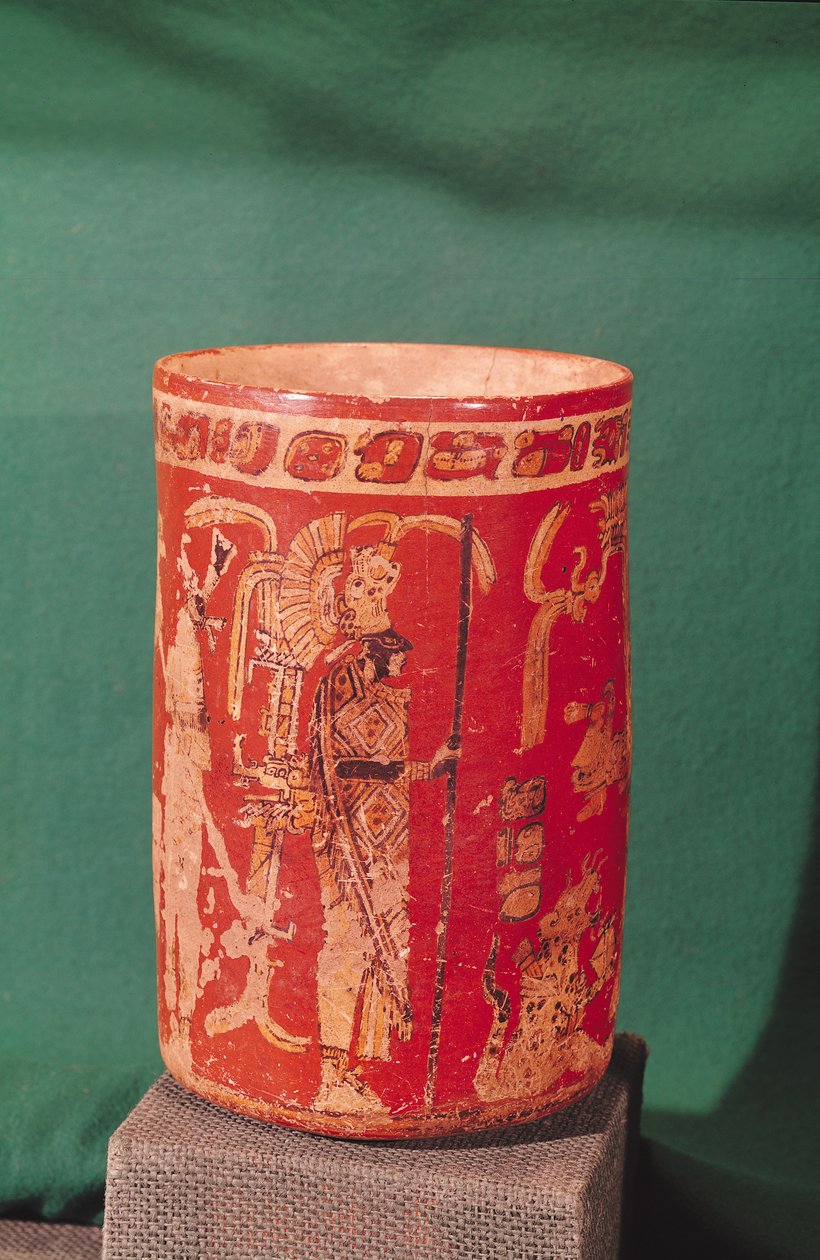 Vase depicting a ceremonial scene, Tepeu 1 Period, from Uaxactun