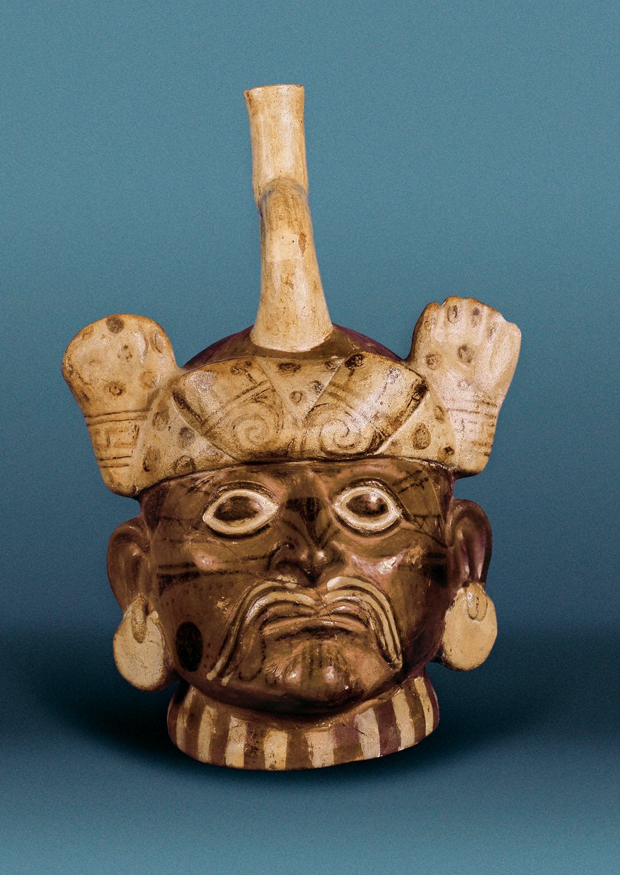 Pre-Columbian Civilization: Ceramic Vase with Portrait, From Peru