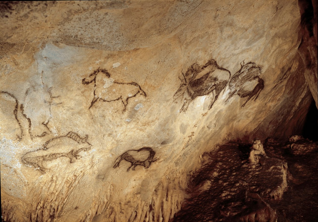 Prehistory: Bison and Horses Rock Painting of the Upper Paleolithic