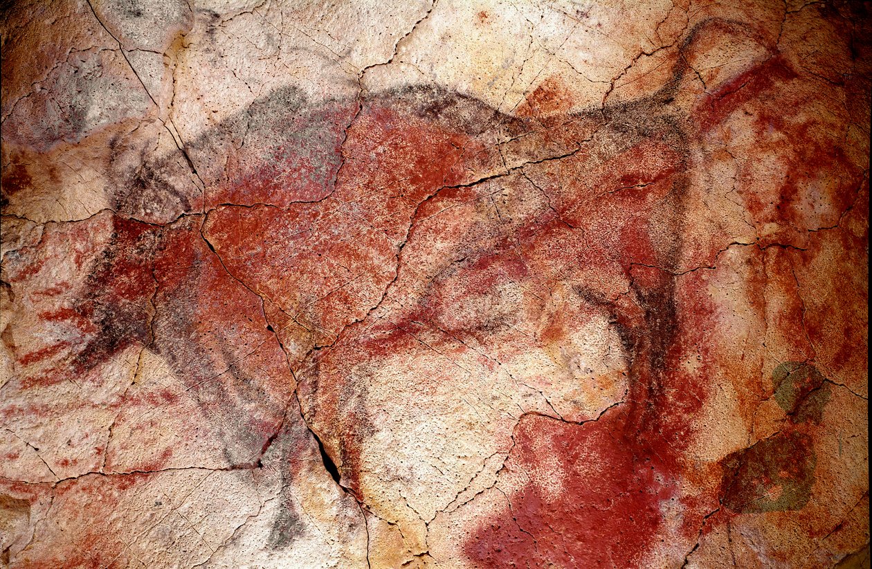 Prehistory: Bison at Rest Rock Painting of the Upper Paleolithic
