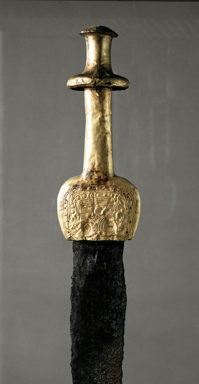 Sword from Guadalajara (Spain), Detail of the Gold Hilt, Prehistoric Period