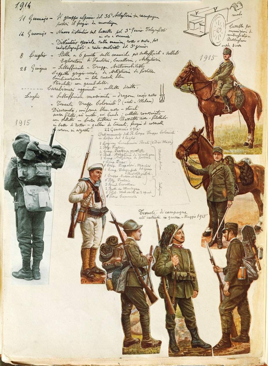Uniforms of Italian army during World War I, by Quinto Cenni