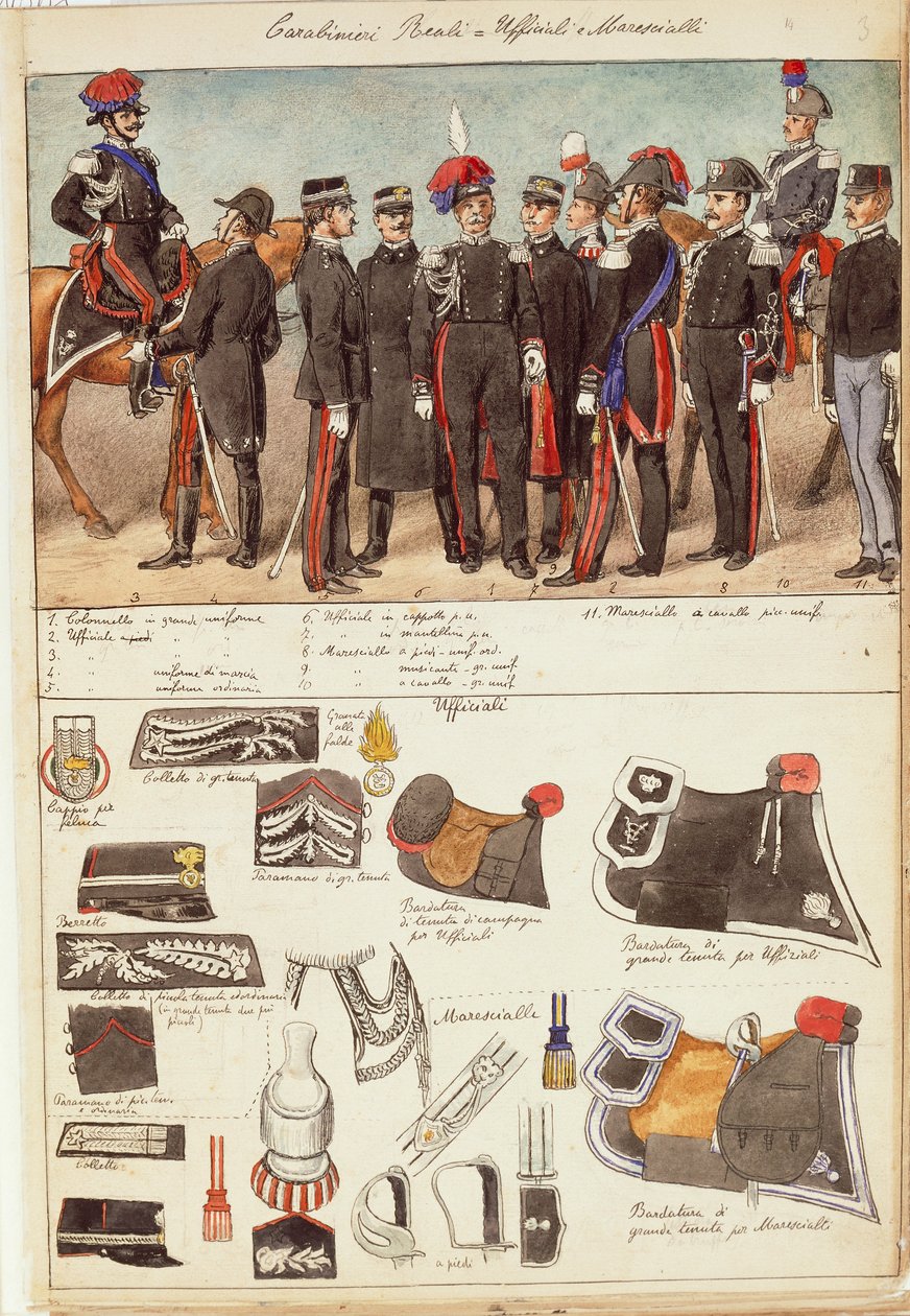 Uniforms of Royal Carabinieri, Officers and Non-Commissioned Officers ...