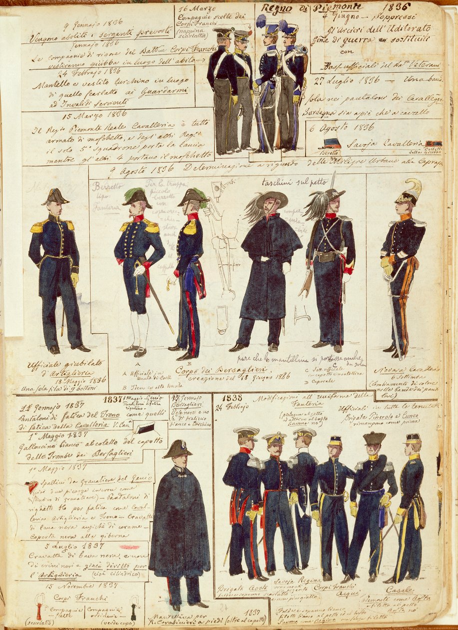 Uniforms of the Piedmontese army between 1836 and 1886