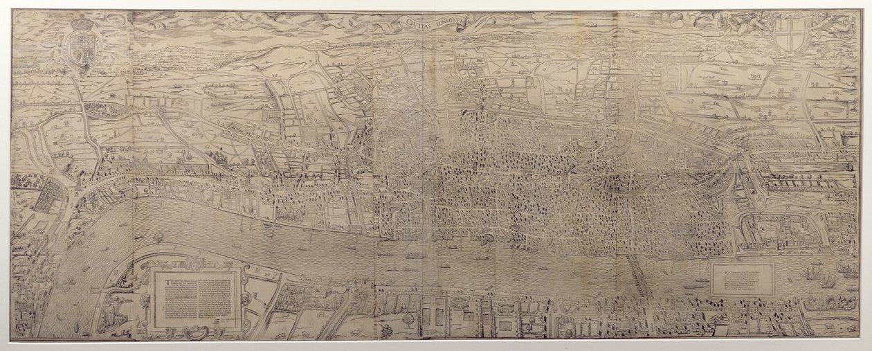 'Civitas Londinum', map of London, 1560 by Ralph Agas
