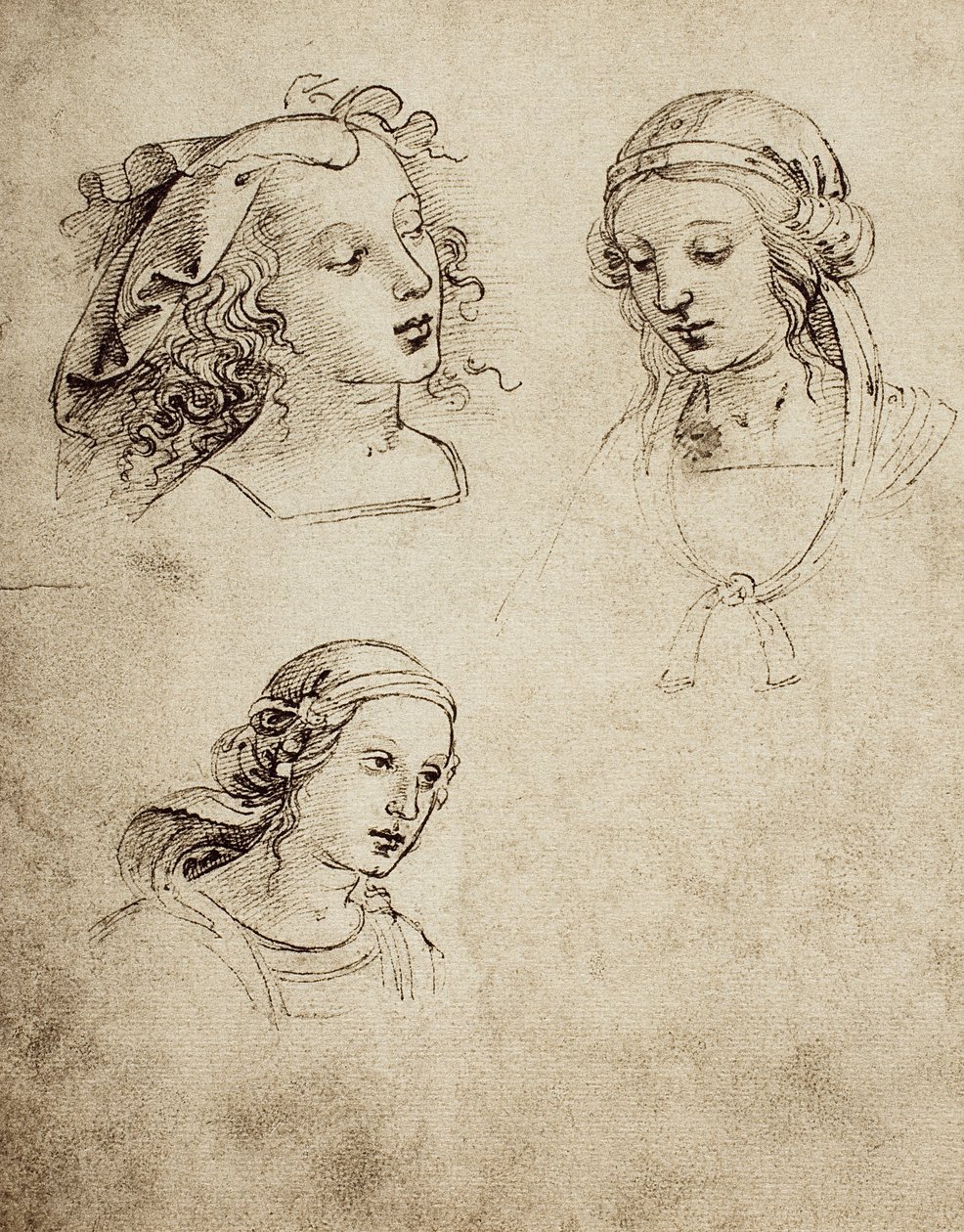 Study for Three Feminine Heads by Raffaello Sanzio Raphael