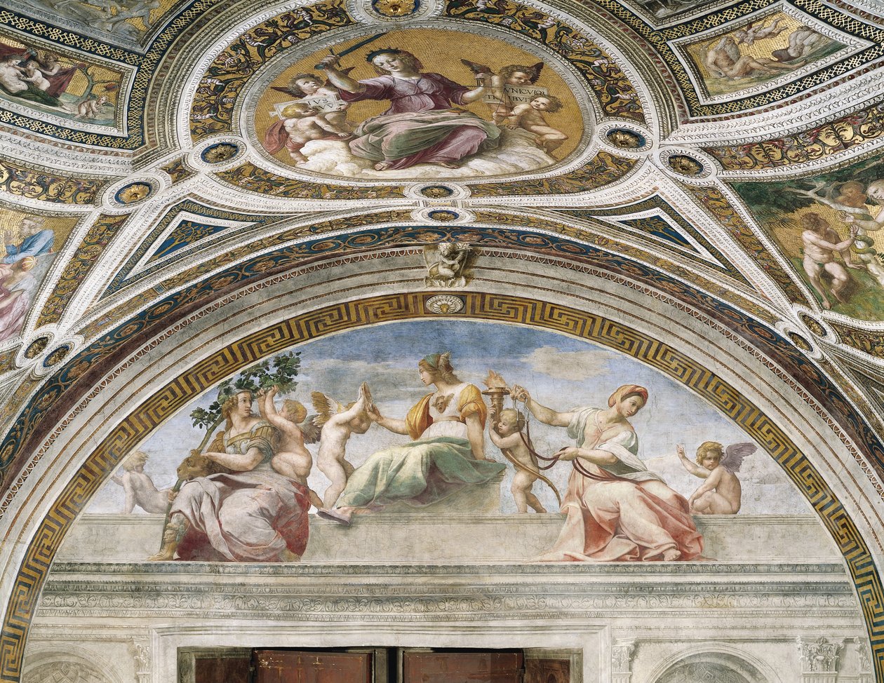 Cardinal and Theological Virtues by Raphael: Fine art print