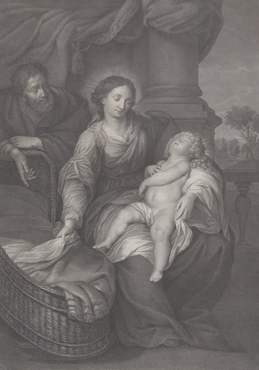The Holy Family, with the Christ child asleep in the Virgin's lap
