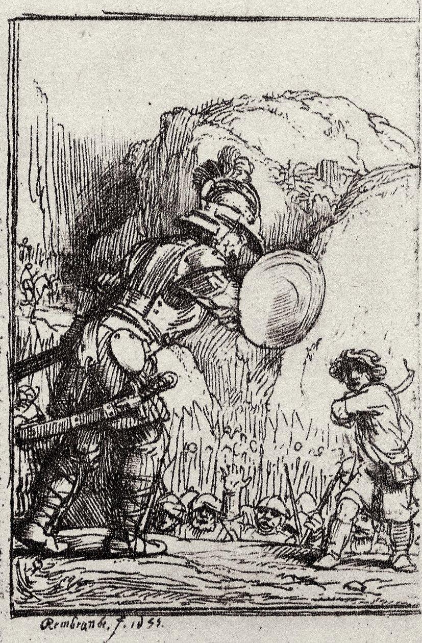 David and Goliath (Illustration for Piedra Gloriosa by Menasseh ben Israel)
