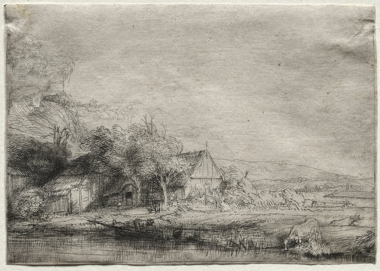 Landscape with a Cow by Rembrandt van Rijn: Fine art print