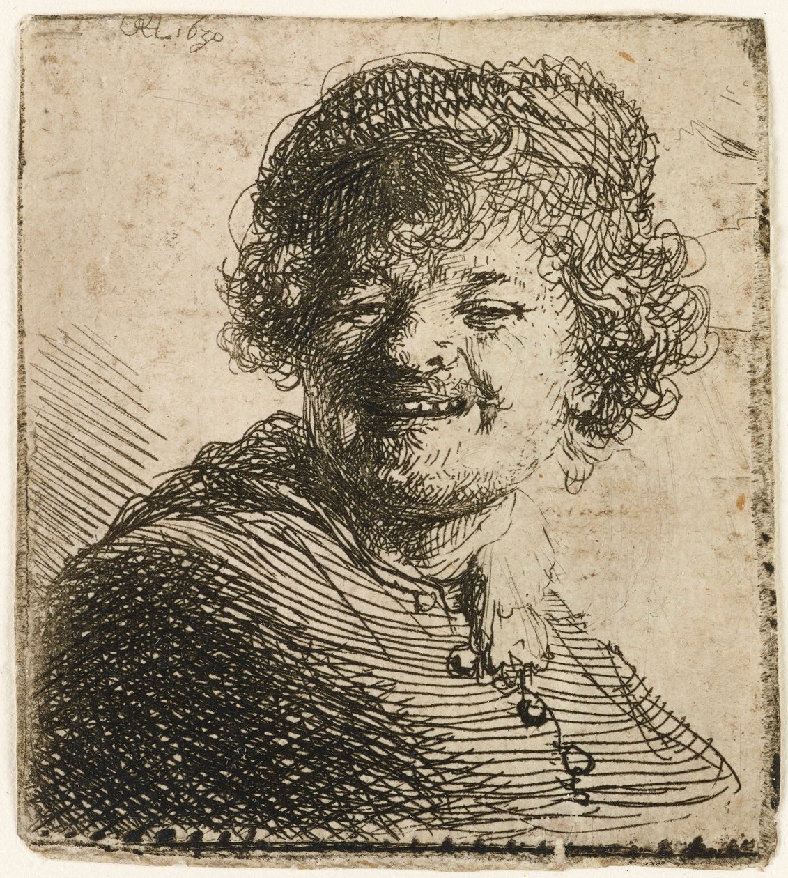 Self-portrait in a Cap: Laughing by Rembrandt van Rijn