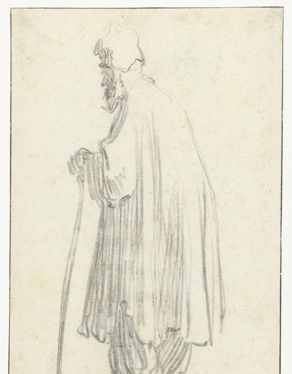 Standing Man with a Stick, Facing Left by Rembrandt van Rijn