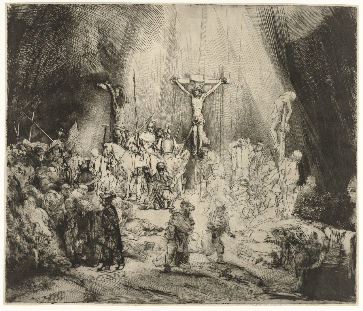 The Three Crosses by Rembrandt van Rijn: Fine art print