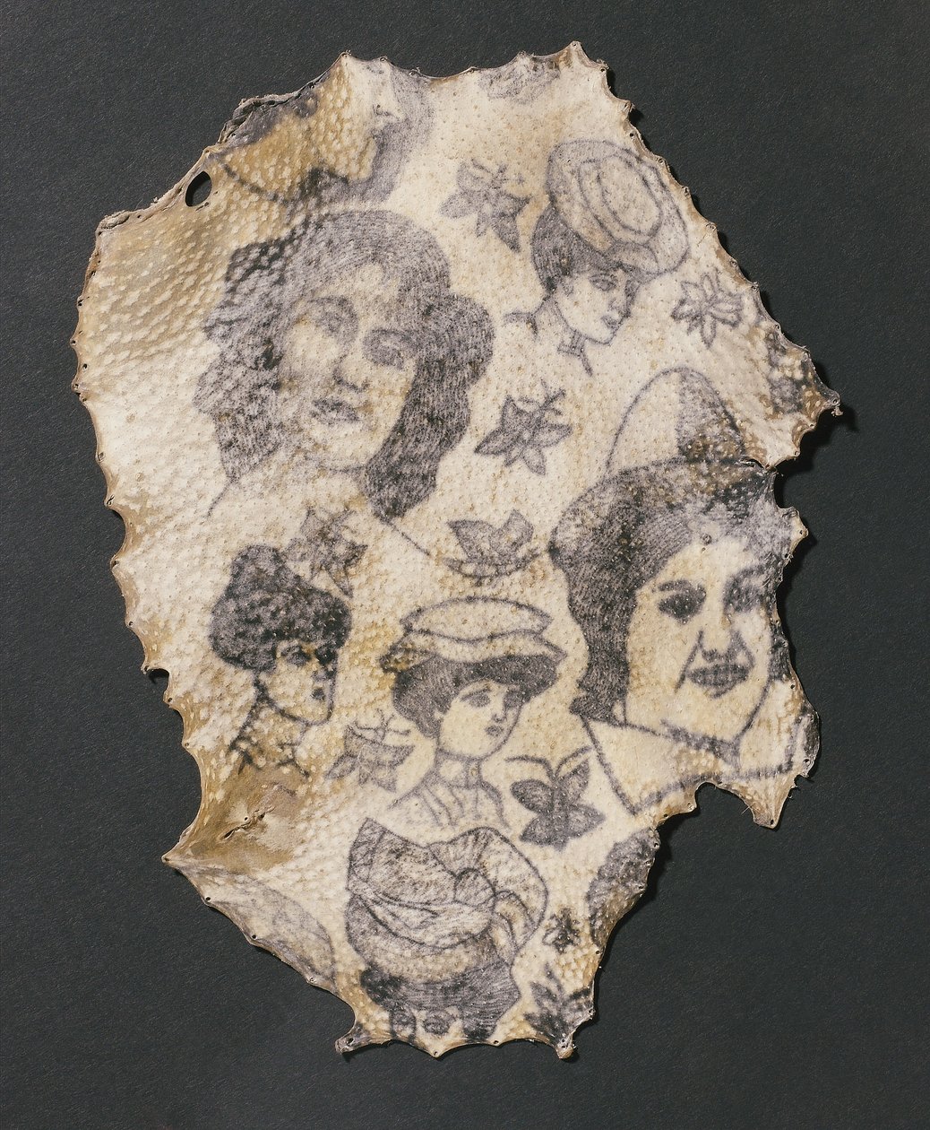 Human Skin Tattooed with Women's Heads and Butterflies, French