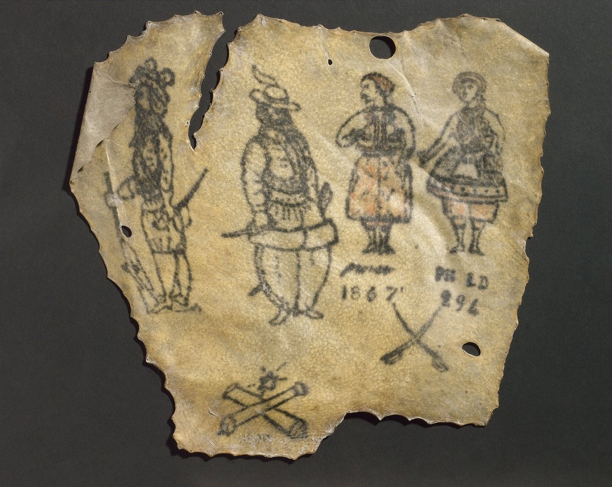 Human Skin Tattooed with Figures, Probably French