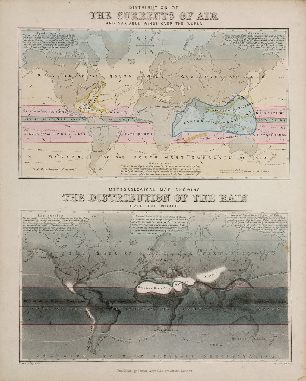 Two Meteorological Maps, c 1850 by John Pardon