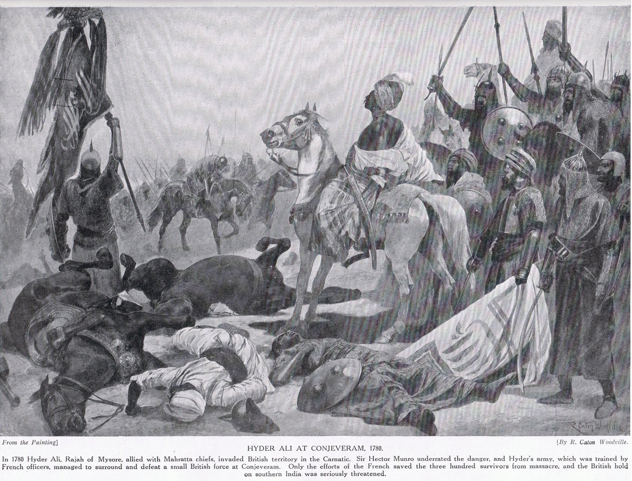 Hyder Ali at Conjeveram in 1780, illustration from Hutchinson's History ...