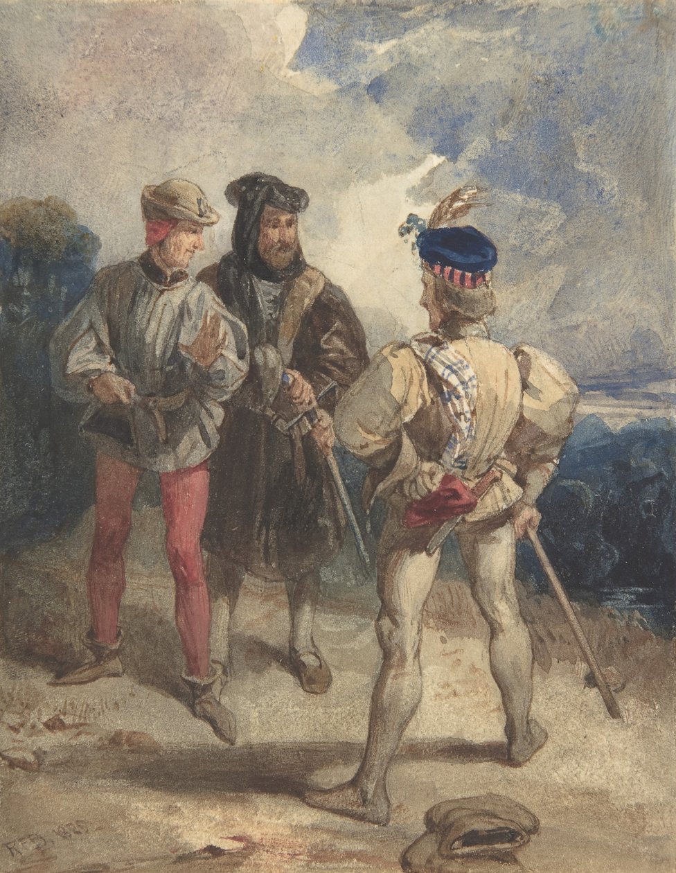 Quentin Durward and the Disguised Louis XI (recto), Study of Male ...