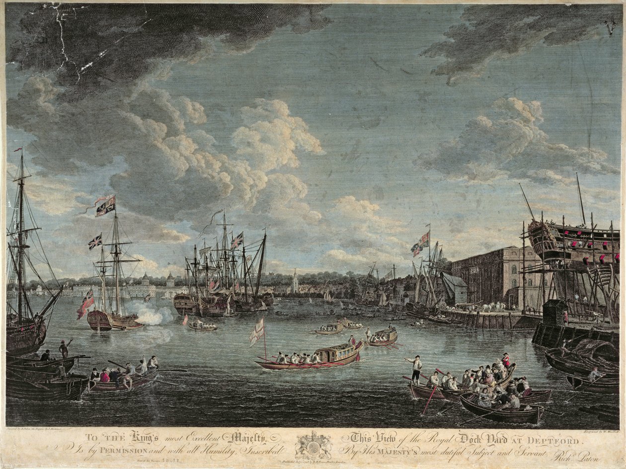 View of the Royal Dock Yard at Deptford, Engraved by William Woollett ...
