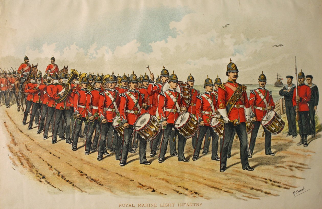 Royal Marine Light Infantry Band leading a Column of Marching Men, 1895