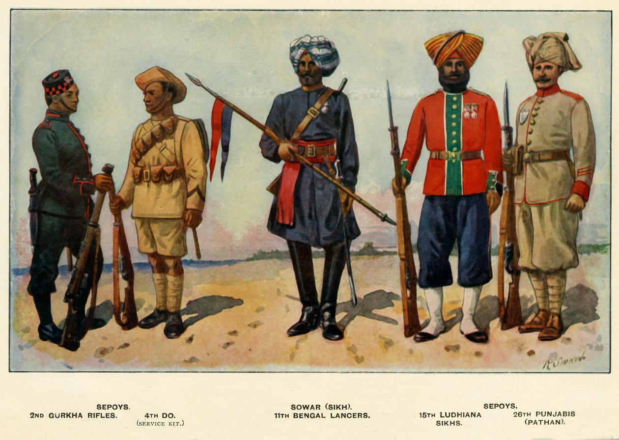 Types of the Indian Army by Richard Simkin: Fine art print