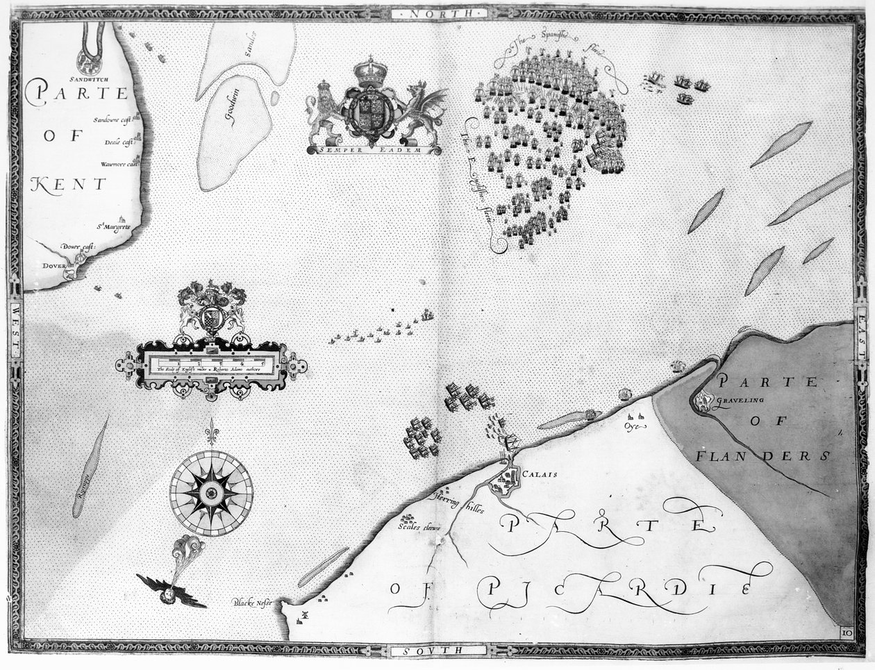 Map No.10 showing the route of the Armada fleet, engraved by Augustine ...
