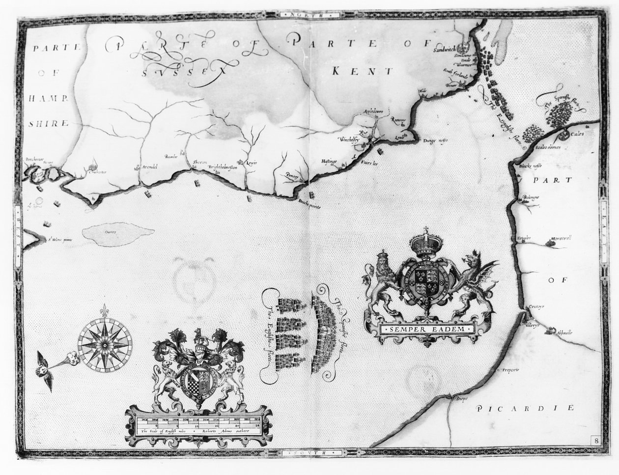 Map No.8 Showing the Route of the Armada Fleet, Engraved by Augustine ...