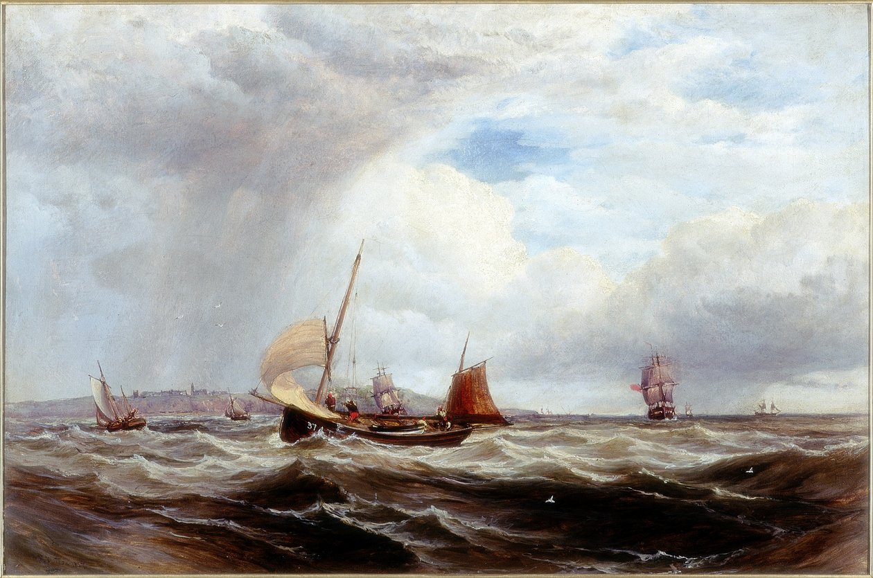 Ships and Fishing Boats in Rough Seas by Robert F. Watson