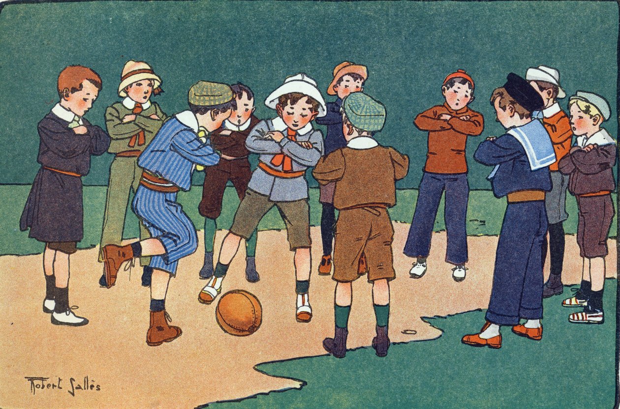 German Ball (game played with crossed arms). Engraving in 'What are we ...