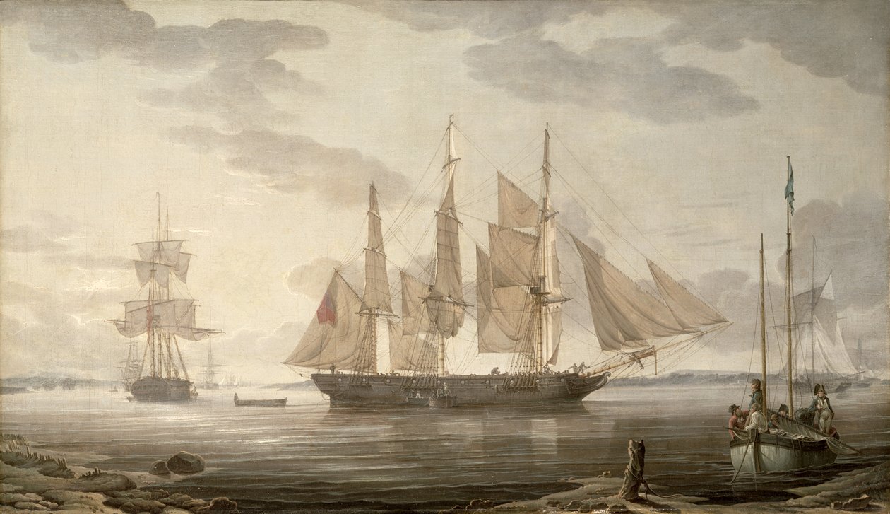 Ships in Harbour, 1805 by Robert Salmon: Fine art print
