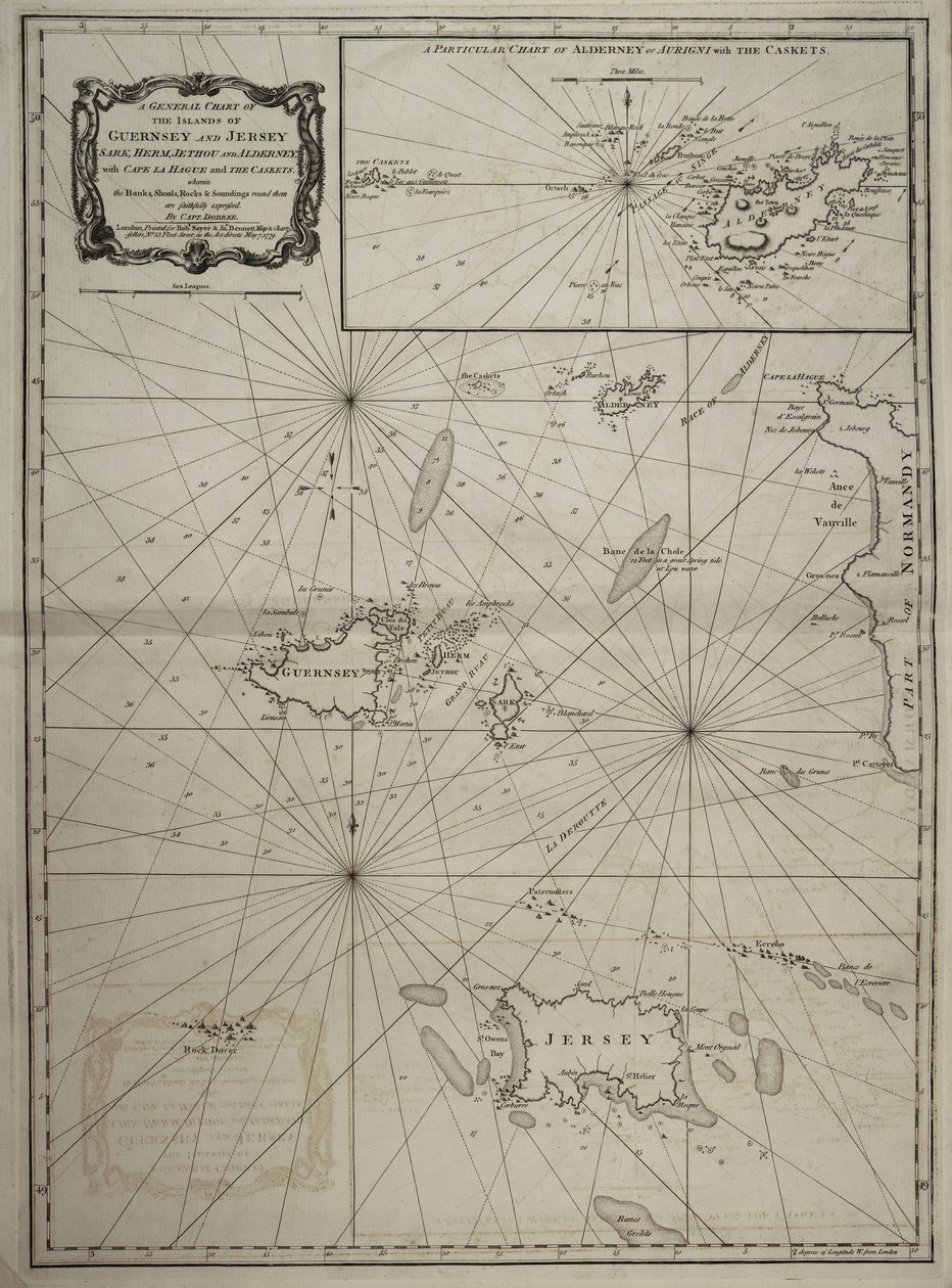 A general chart of the islands of Guernsey and Jersey, Sark, Herm ...