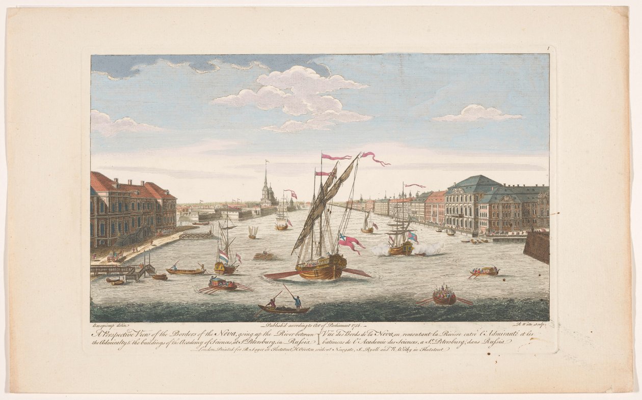 View of the Neva River in Saint Petersburg, looking upstream