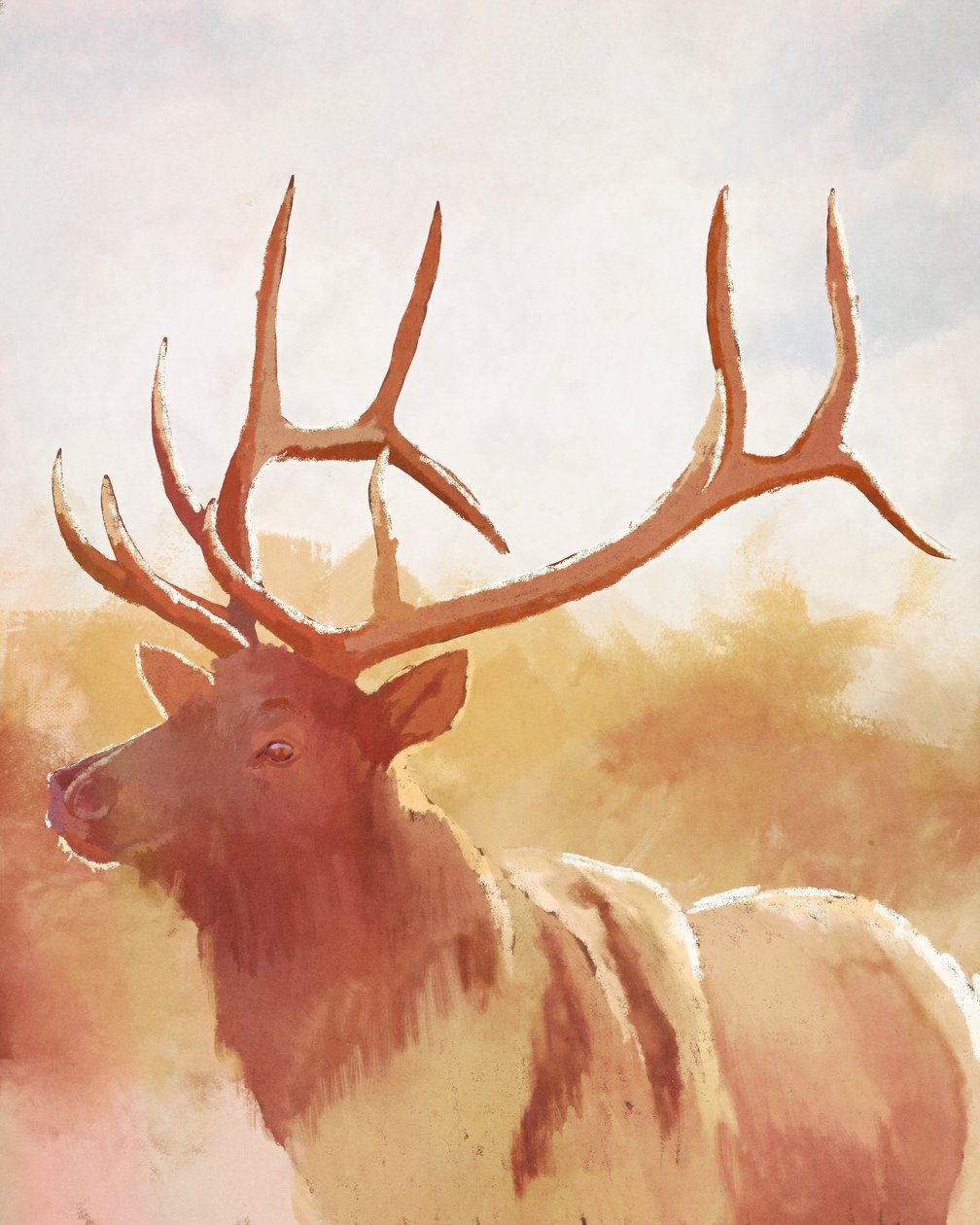 Bull Elk by Roberta Murray: Highest-quality art reproduction