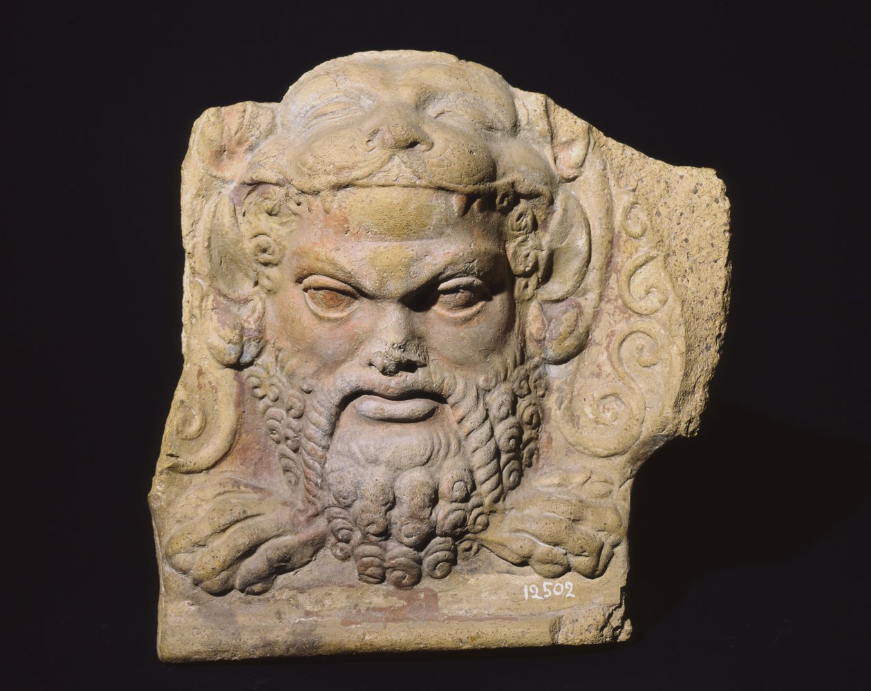 Antefix Depicting the Head of a Man, from the Temple of Sassi Caduti in ...