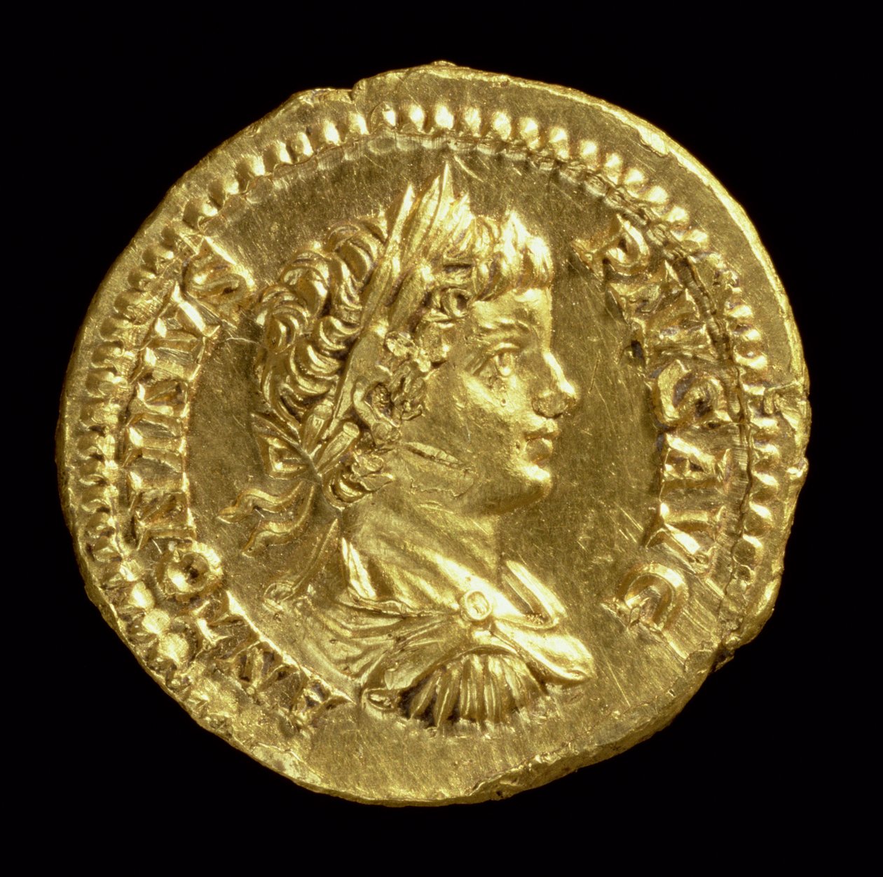 Aureus with the Head of Caracalla Draped, Cuirassed, Wearing a Laurel ...