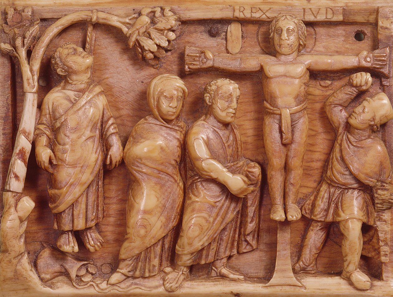 Crucifixion, carving, c.400-20 AD by Roman: Fine art print
