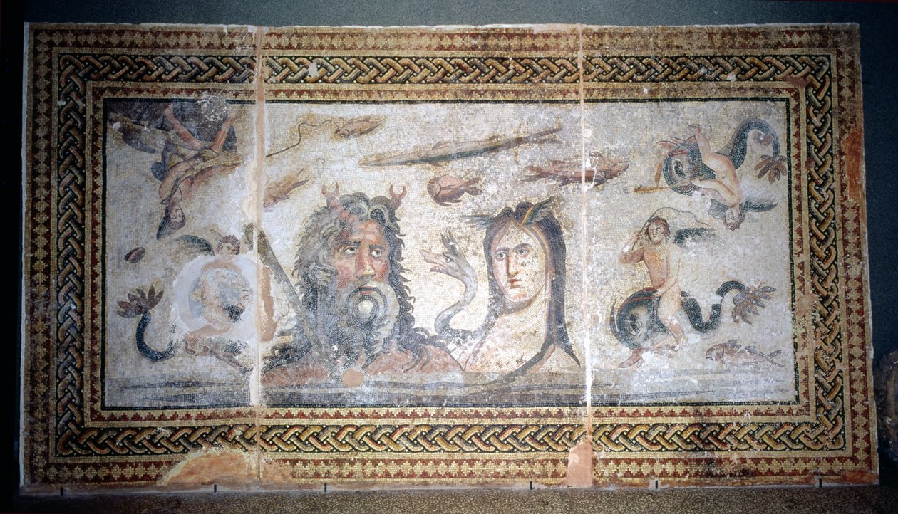 Floor Depicting Oceanus and Tethys Amid Sea Creatures, from Belkis (now ...
