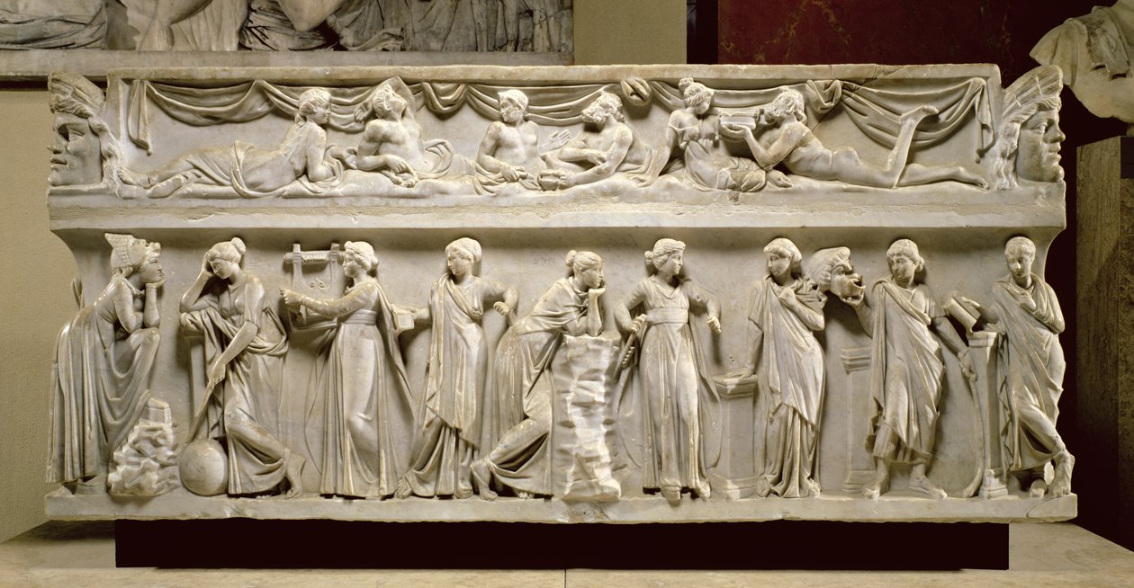 Sarcophagus of the Muses, Roman by Roman: Fine art print