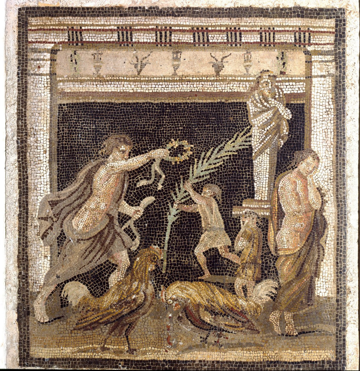 Roman art: cockfighting in a palestra in the presence of the ...