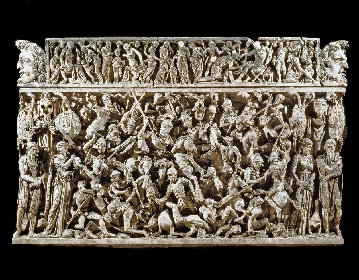 Roman Art: Scene of Battles Between Roman Warriors and Barbarians