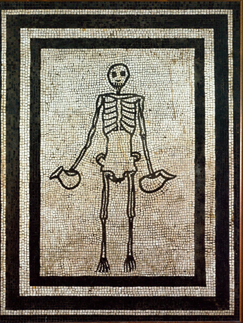 Roman Art: Skeleton Holding Two Jugs by Roman