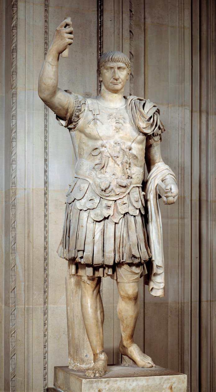 Statue of Roman Emperor Trajan by Roman: Fine art print